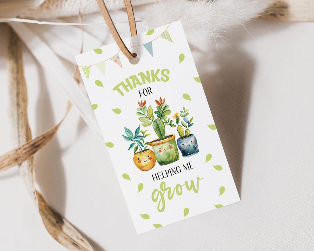Teacher Appreciation Tags, Thank You for Helping Me Bloom, Plant Flower ...