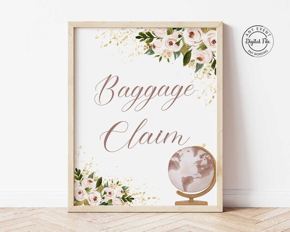 Adventure Awaits Baggage Claim Sign Printable, Travel Globe Baby ...