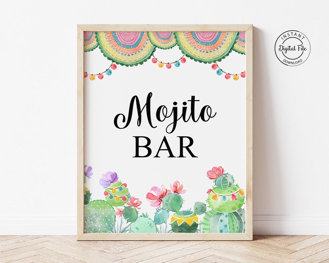 Mojito Bar Party Sign, Taco 'bout Love Couples Shower Drink Table ...