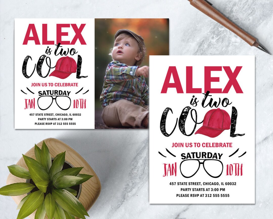 Two Cool Birthday Invitation Two Cool Birthday Party Boy 2nd - Etsy