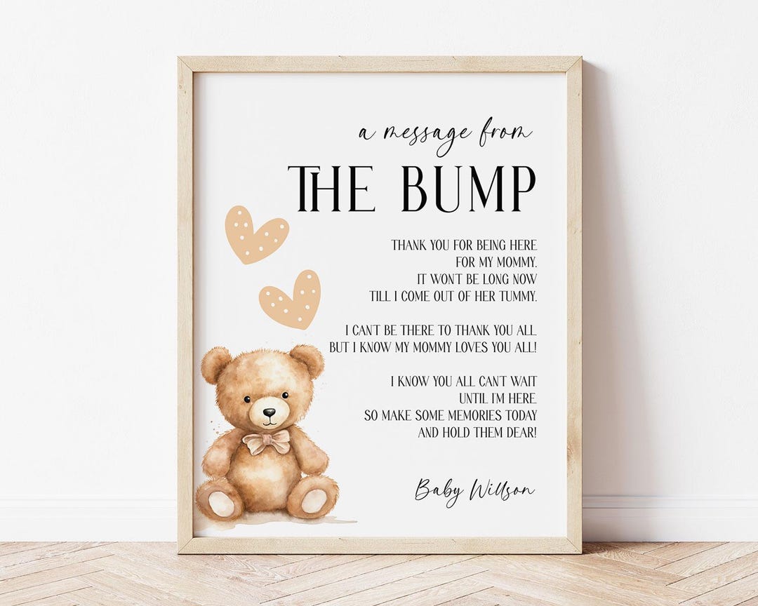 Printable Baby Shower Bump Sign, Message From the Bump Sign, Thank You ...