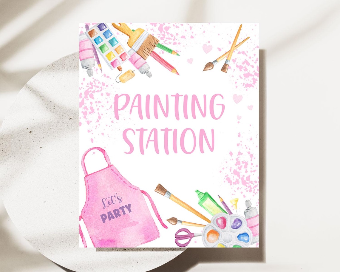 Painting Station Sign, Kids Arts and Crafts Table, Dress for Mess Art ...