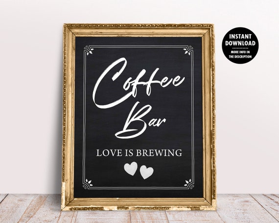 Wedding Coffee Bar Sign Instant Download, Coffee Sign, Printable, Love ...