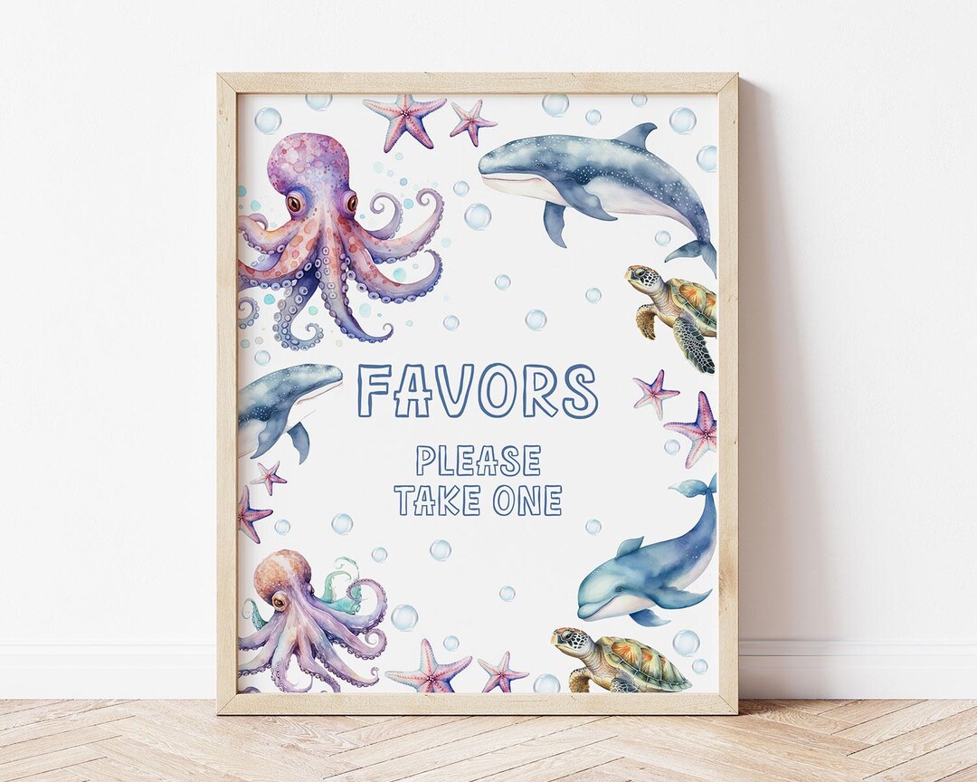 Under the Sea Favors Party Sign, Ocean Themed Party Printable, Mermaid ...