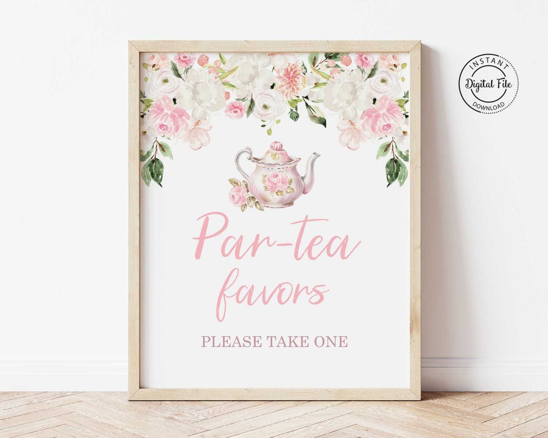 Par-tea Favor Table Sign, High Tea Bridal Bruch Party Favors, Bridal ...