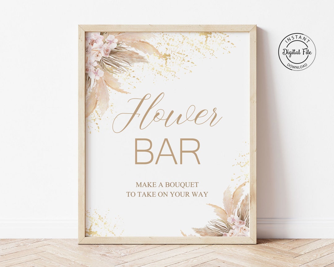 Boho Flower Bar Table Sign Make Your Own Bouquet Stand Decor Printable ...