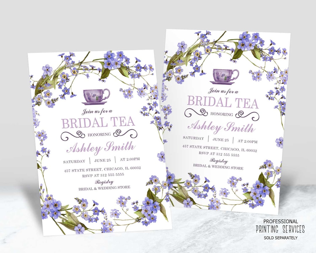 Bridal Shower Tea Party Invitation Printable, Lavender Garden Bridal ...