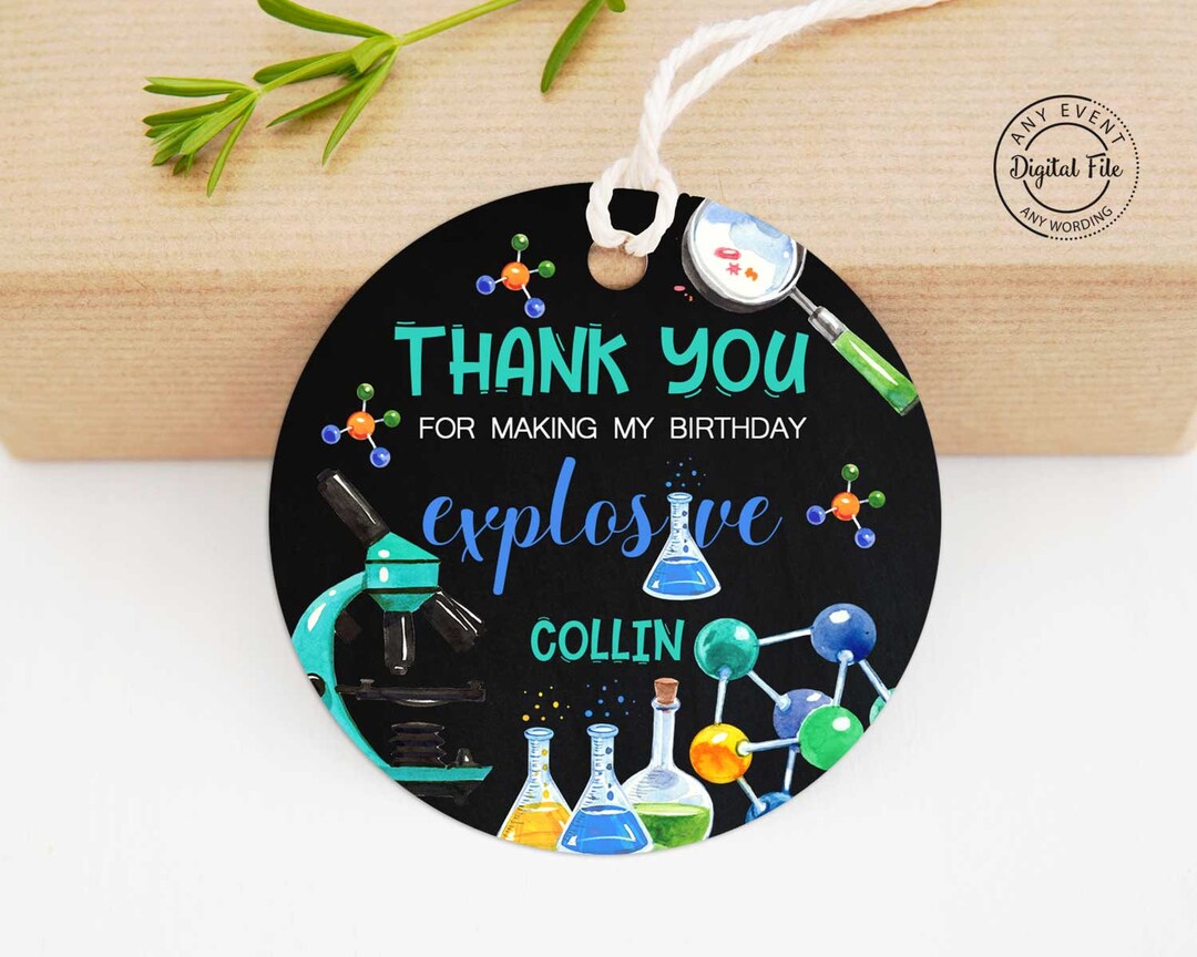 Boy Science Party Circle Tags, Mad Scientist Printable, Science Party ...