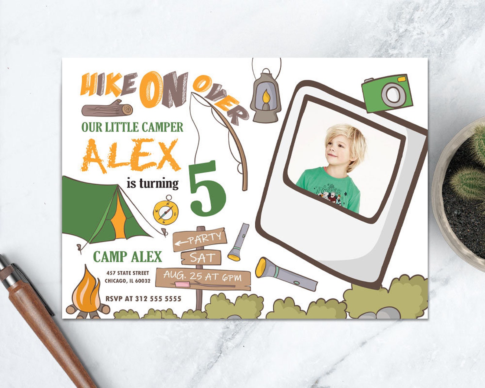 Printable Camping Birthday Invitation Campfire Tent Party | Etsy