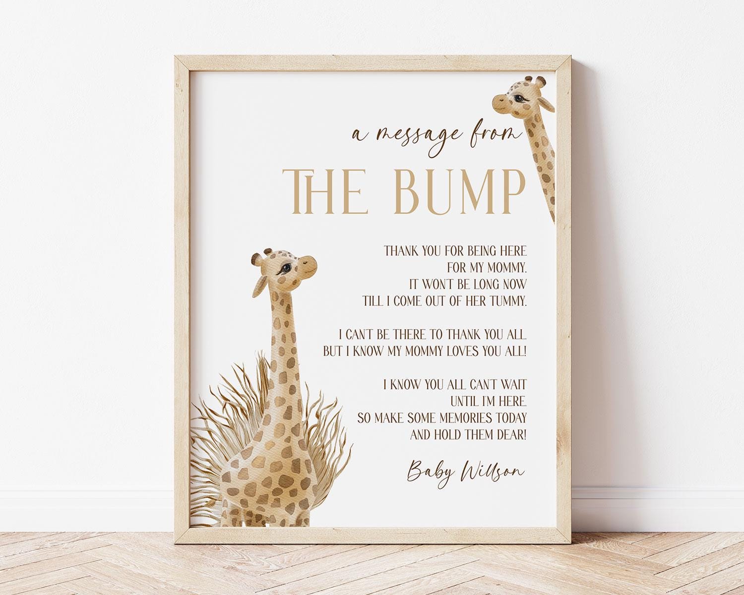 Printable Baby Shower Bump Sign, Message From the Bump Sign, Thank You ...