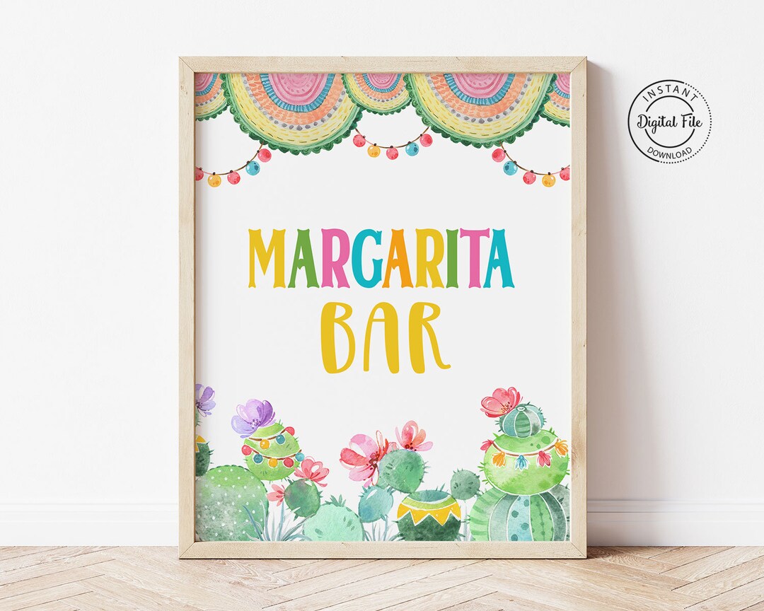 Margarita Bar Party Sign, Mexican Fiesta Bar Station Sign, Last Fiesta ...