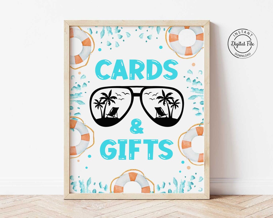 Boy Pool Party Cards and Gifts Sign, Water Park Birthday Decor, Digital ...