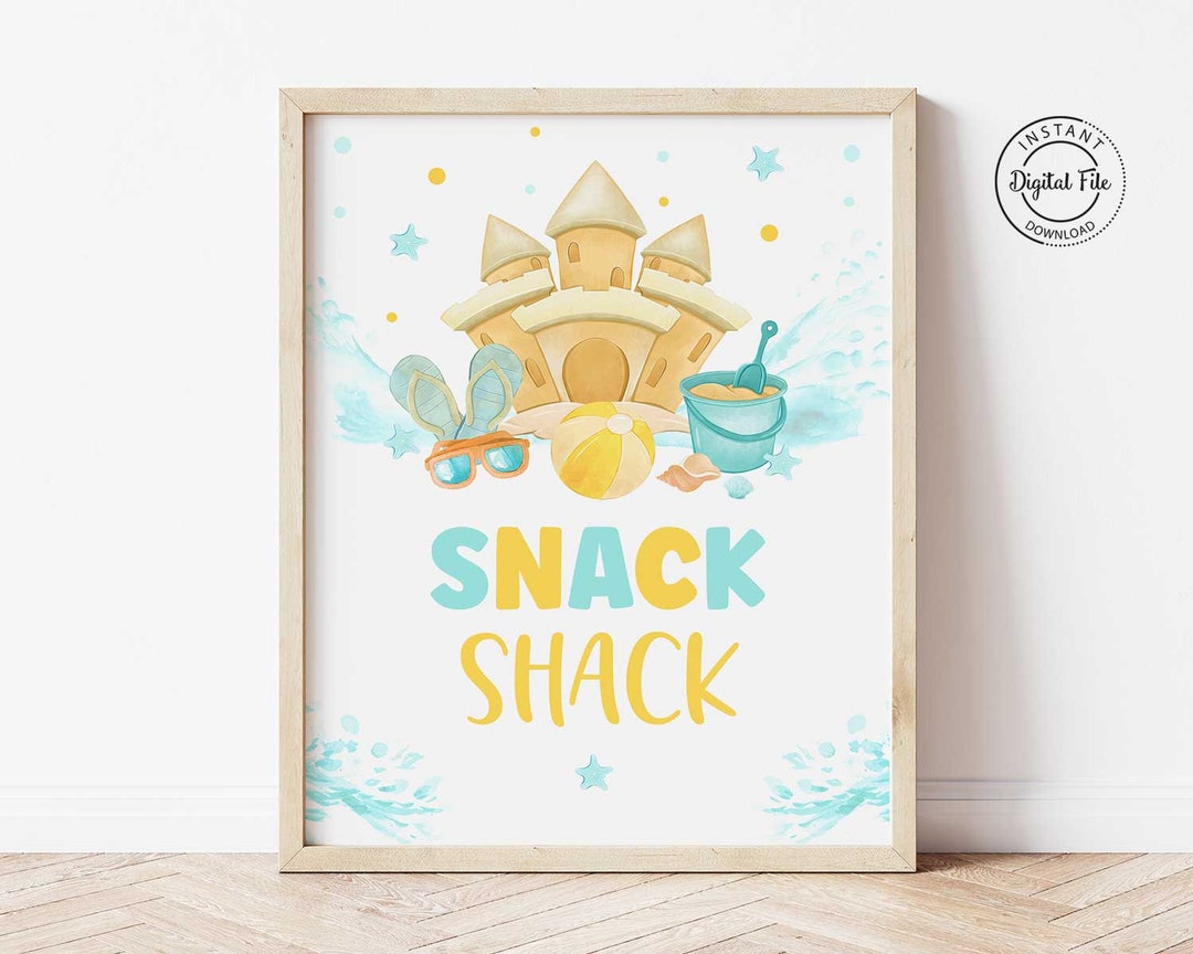 Kids Beach Birthday Party Snack Shack Sign, Sandcastle Birthday Decor ...