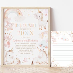 Magical Unicorn Time Capsule Sign and Message Card, Predictions Advice ...