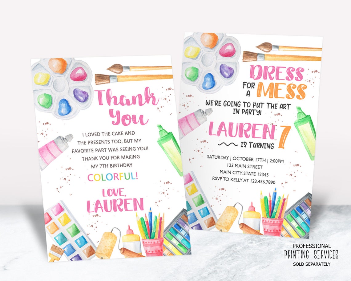 Painting Birthday Party Invitation Art Party Invite Arts and | Etsy