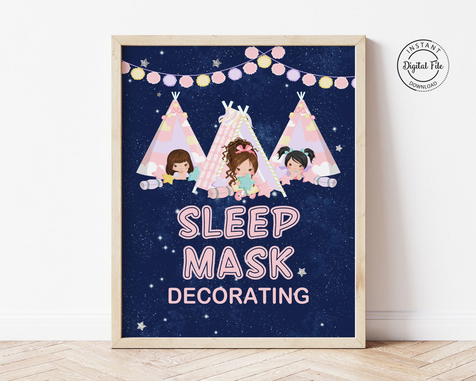 Sleep Mask Decorating Sign, Galaxy Sleepover Birthday Party Decor ...