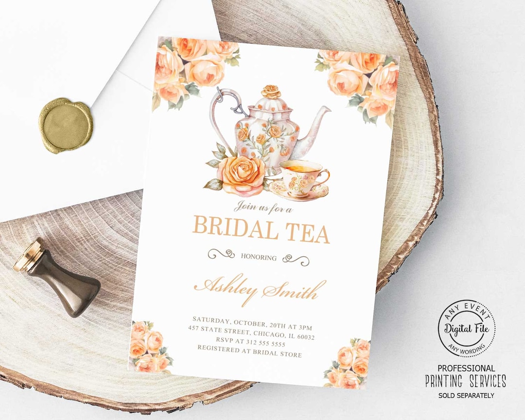 Tea Party Bridal Shower Invitation, Teapot and Teacup Wedding Shower ...