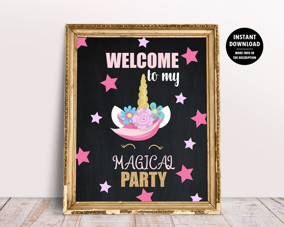 Magical Unicorn Welcome Sign for Birthday or Baby Shower Printable by ...
