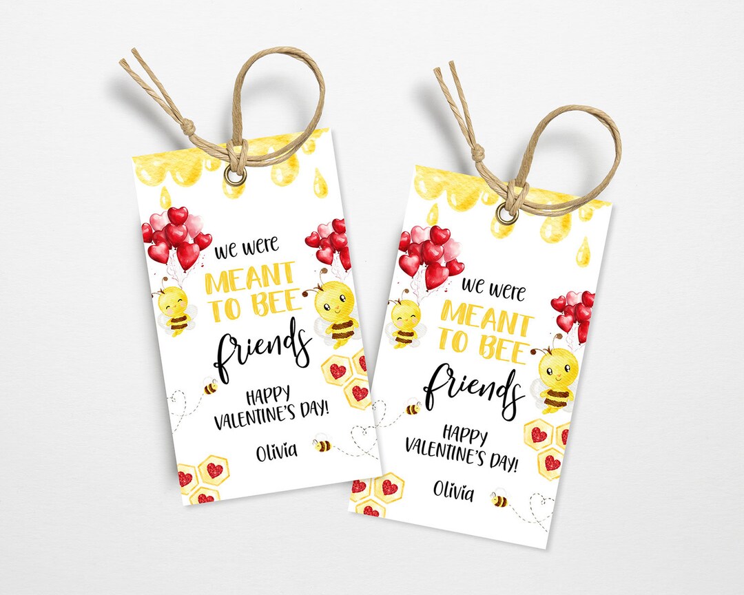 We Were Meant to Bee Friends Valentine's Day Tag, Classroom Valentine's ...