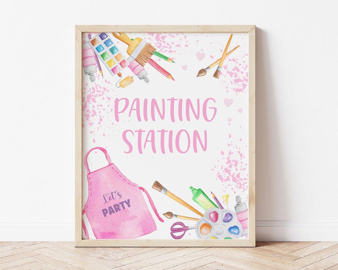 Painting Station Sign, Kids Arts and Crafts Table, Dress for Mess Art ...