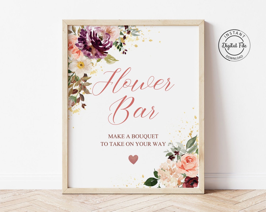 Flower Bar Table Sign Fall Bloom Bar Make Your Own Bouquet Stand Decor ...