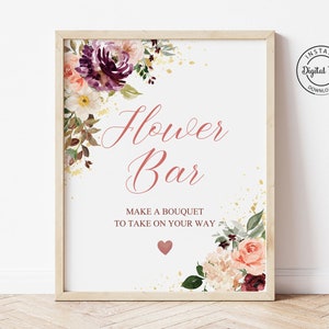 Flower Bar Table Sign Fall Bloom Bar Make Your Own Bouquet Stand Decor ...