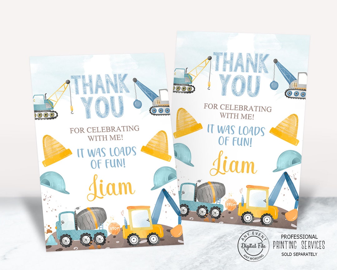 Construction Birthday Thank You Card, Stop the Traffic Boy 3rd Birthday ...