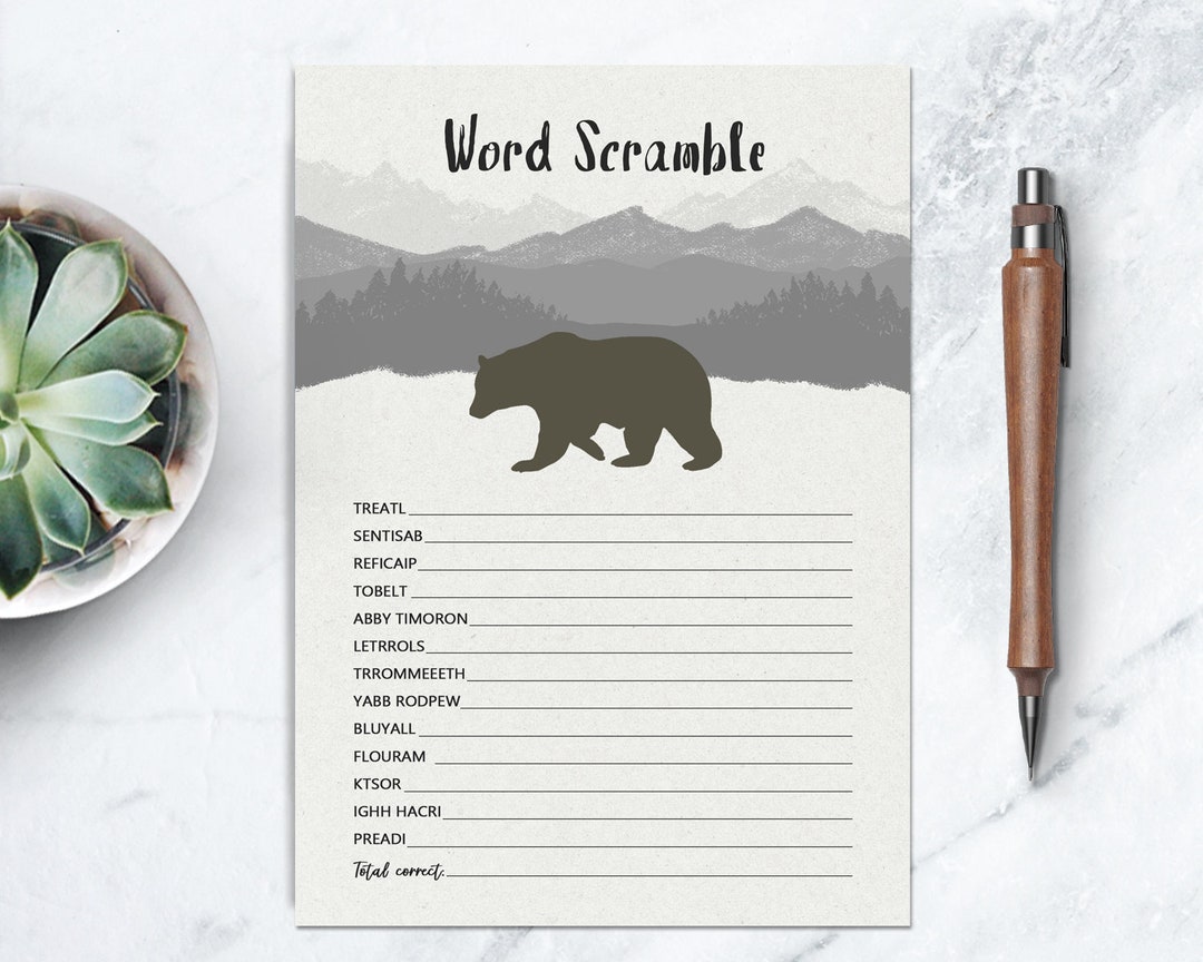 Baby Word Scramble Baby Shower Games, Woodland Baby Shower Activity ...