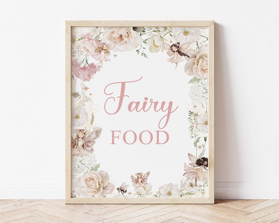 Fairy Food Table Sign, Fairy Birthday Party Decor, Whimsical Floral ...