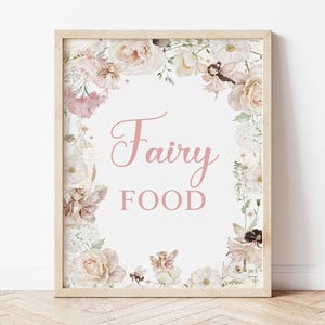 Fairy Food Table Sign, Fairy Birthday Party Decor, Whimsical Floral ...