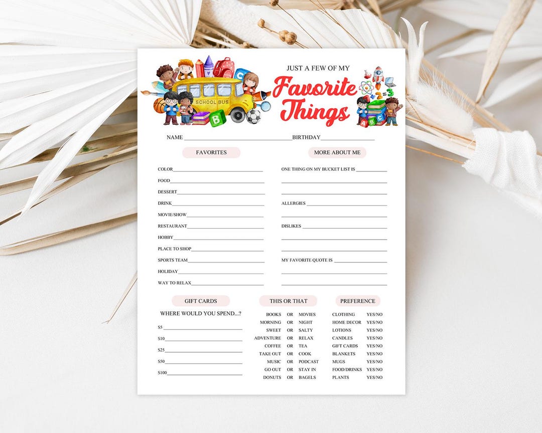 Teacher Survey Questionnaire, Teacher Wish List, Get to Know You Form ...