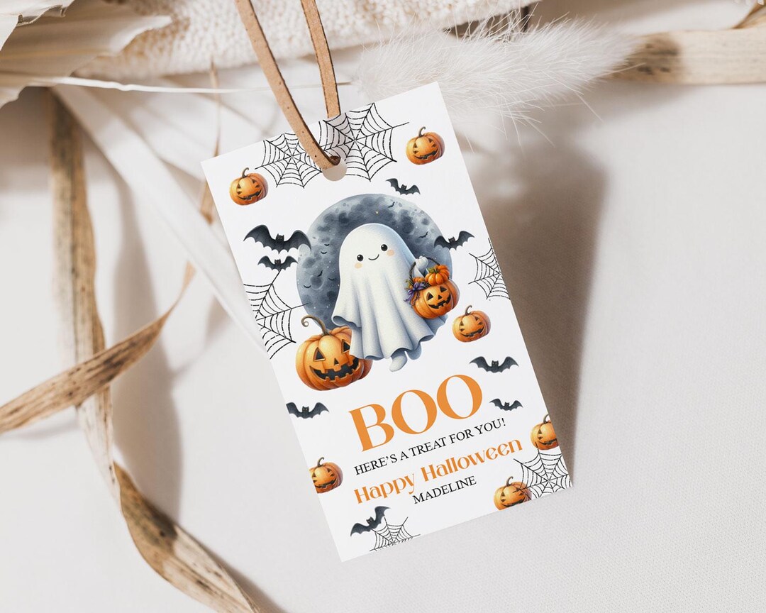 Boo Halloween Favor Tag, Costume Party School Gift Tag, Trick or Treat ...
