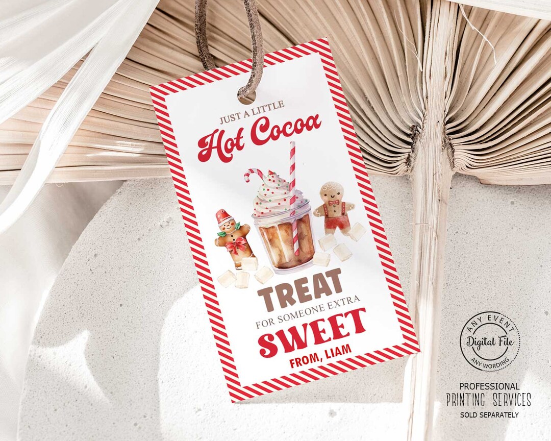 Hot Chocolate Treat for Someone Sweet, Christmas Gift Bag Tag, Hot ...