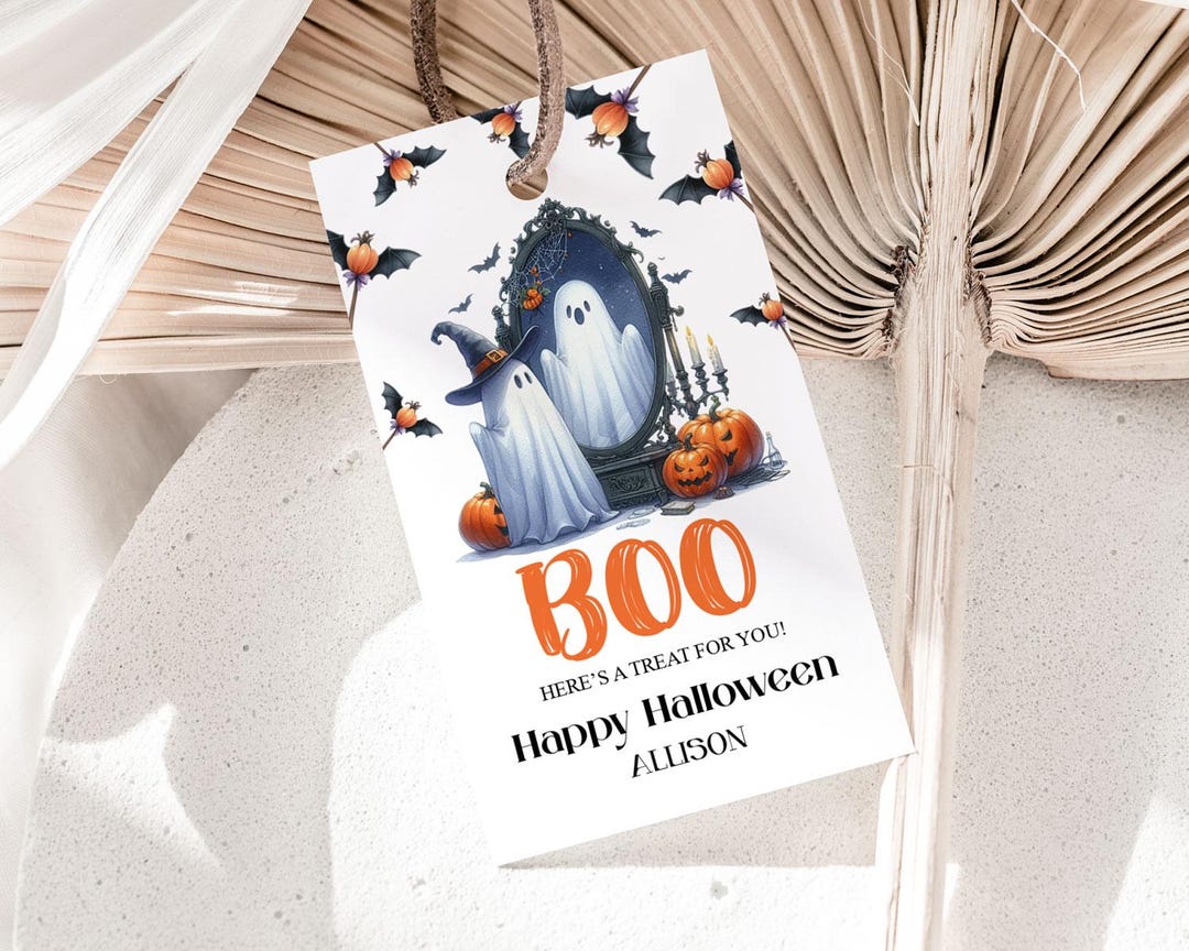 Boo Halloween Favor Tag, Costume Party School Gift Tag, Trick or Treat ...