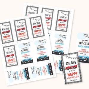 Race Car Valentines Day Tags, Boy Valentine Favor Tag, Kids Classroom ...