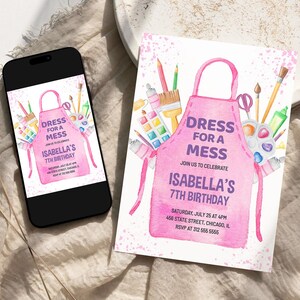 Art Party Invitation, Arts and Crafts Birthday Invitation, Dress for a ...
