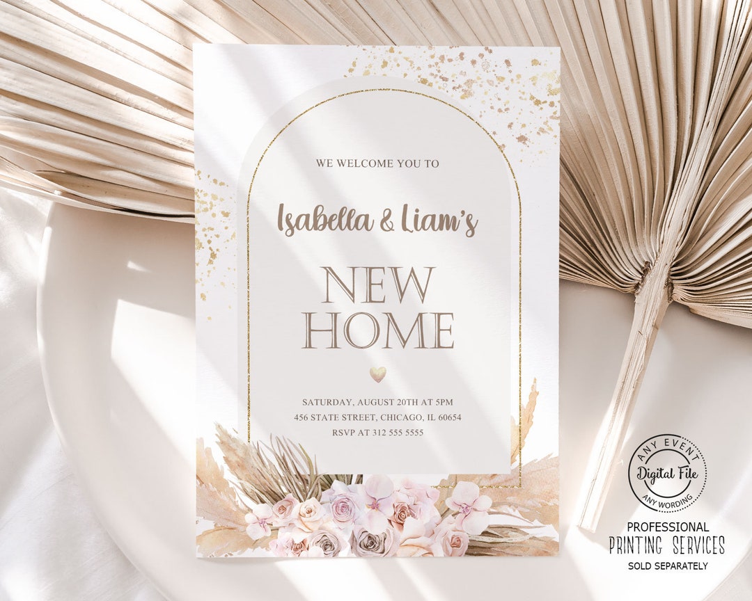Modern Boho Housewarming Invitation, Moving Announcement, New Home ...