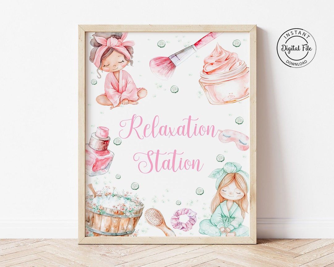 Relaxation Station Sign, Spa Party Table Decor, Makeup Birthday Facial ...