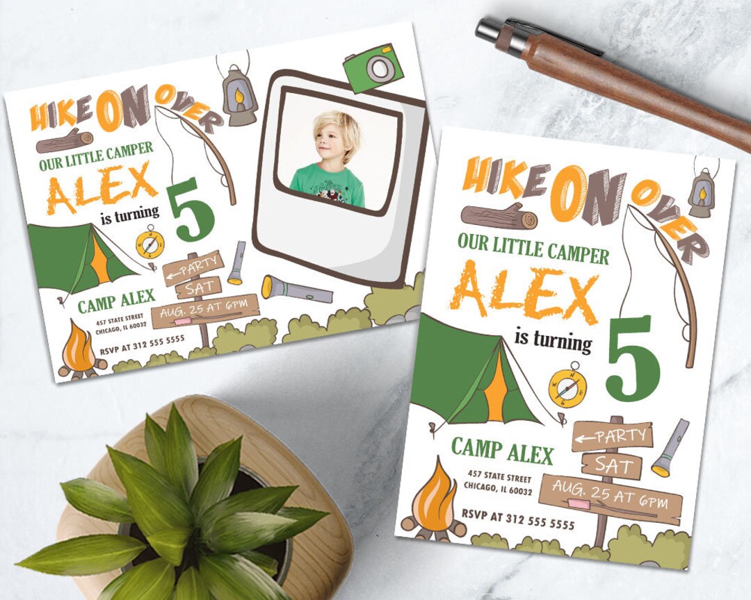 Printable Camping Birthday Invitation, Campfire Tent Party, Boy Camping ...