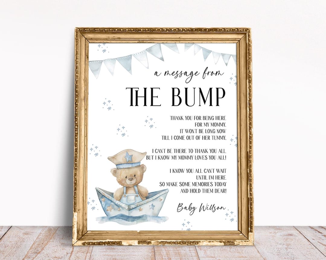 Baby Shower Bump Sign Printable, Message From the Bump Sign, Thank You ...