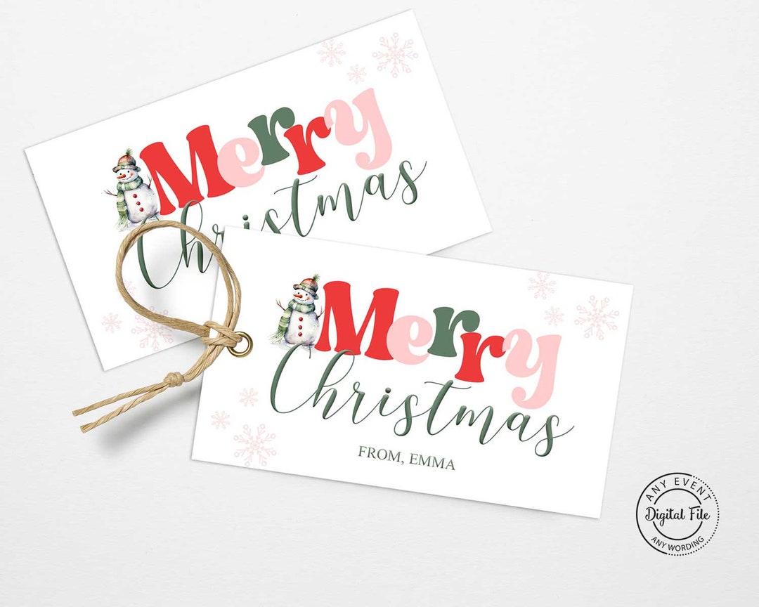Merry Christmas Gift Tag Printable Holiday Xmas Goody Bag Tag - Etsy