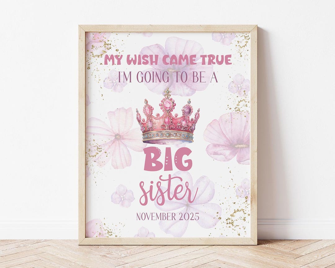 Promoted to Big Sister Sign Pink Floral, Big Sister Announcement Board ...