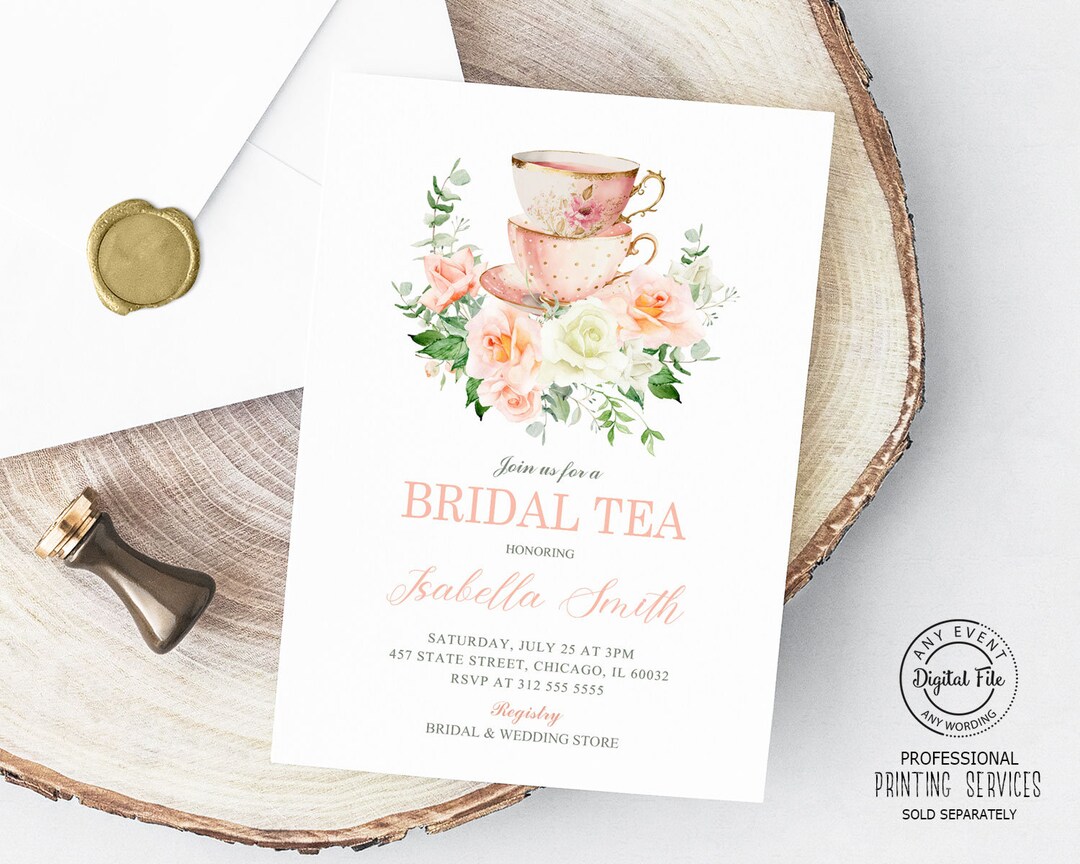 Tea Party Bridal Shower Invitation, Tea With the Bride to Be, Tea Cup ...