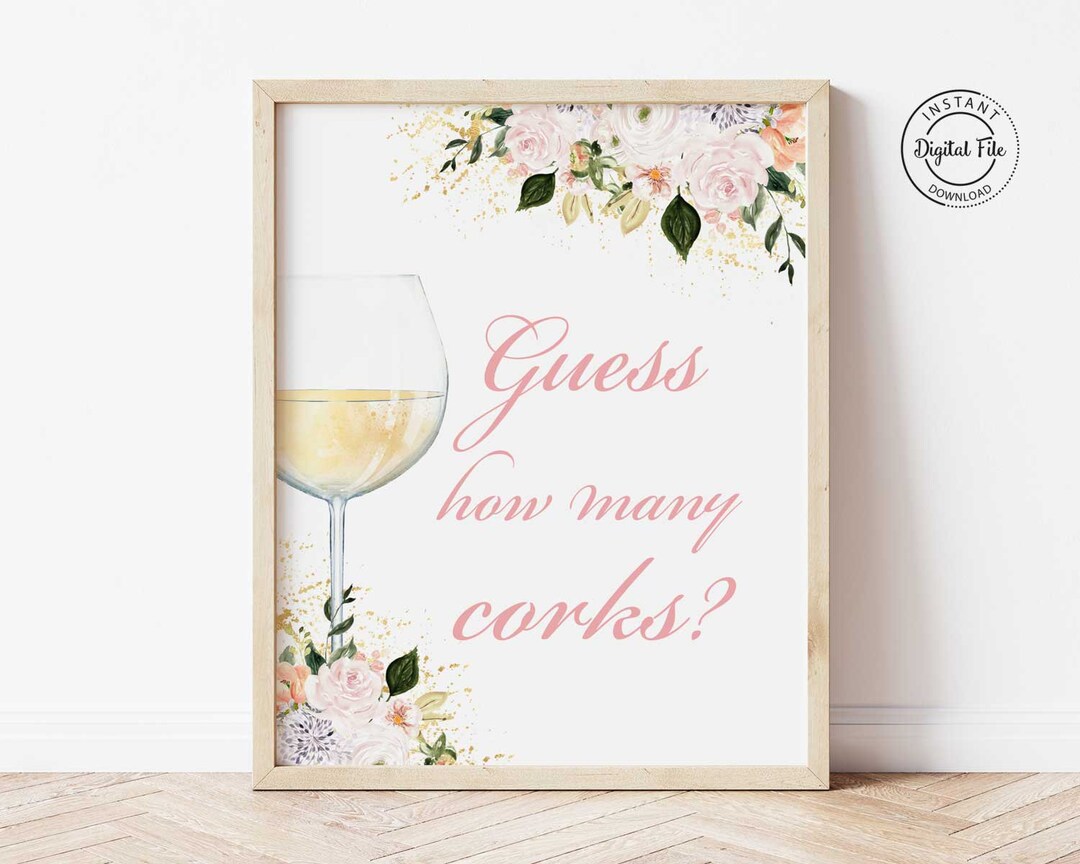 Guess How Many Corks Wine Bridal Shower or Birthday Game, Aged to ...