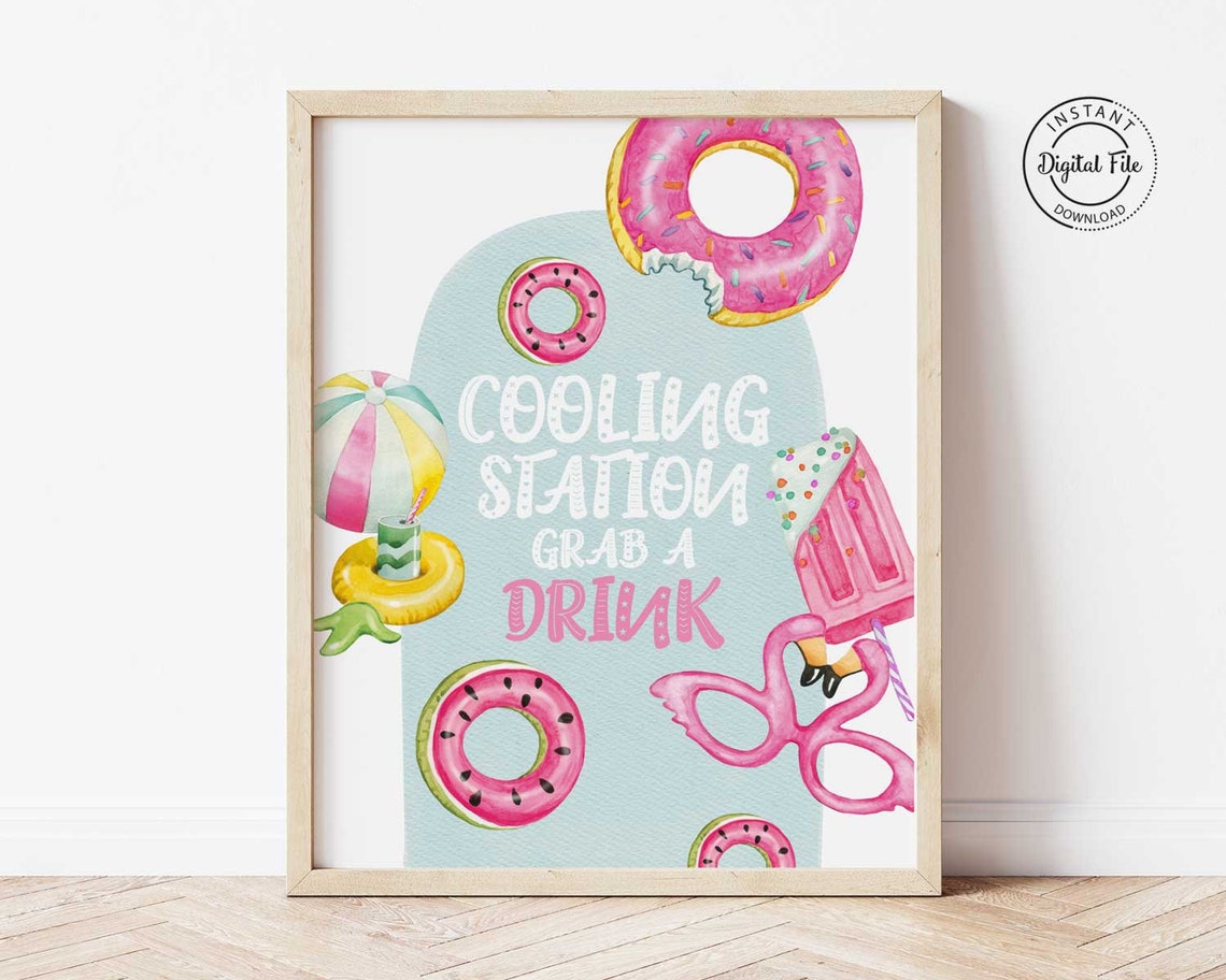 Cooling Station Sign Pool Party Decor Sweet Treats Party - Etsy