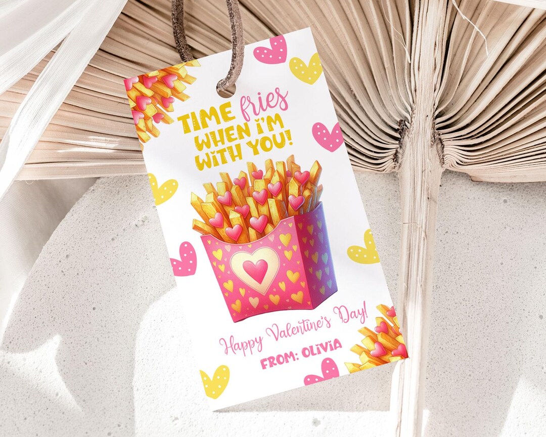 Cute Valentine's Day French Fries Printable Tag, Valentine's Day Fry ...