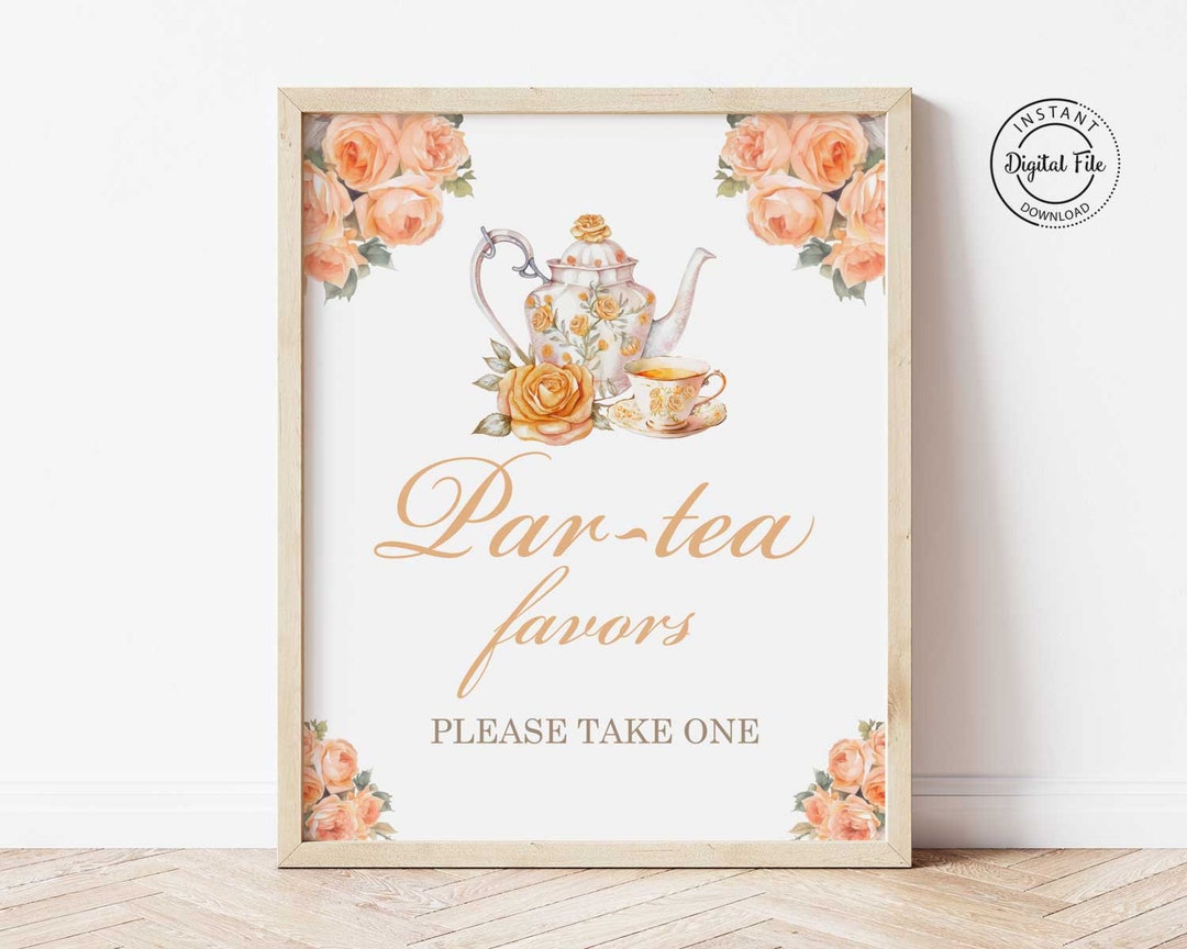 Par-tea Favor Table Sign, Teapot Teacup Bridal Shower Tea Party Decor ...