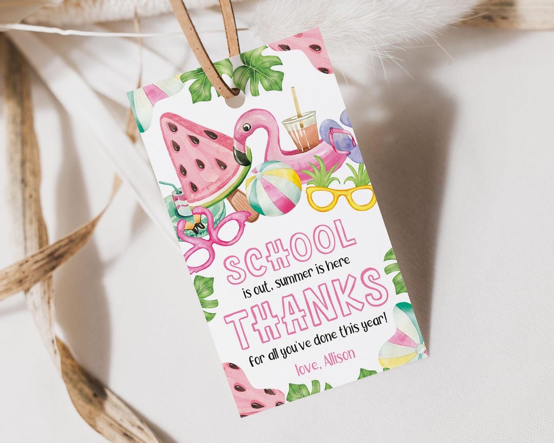 Teacher Appreciation Gift Tags Summer Thank You Tag Schools Out Summer ...
