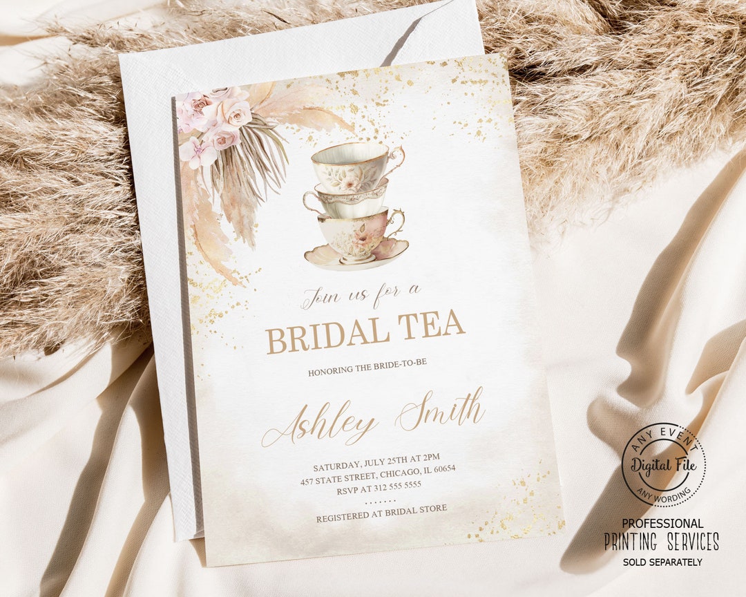 Boho Tea Party Bridal Shower Invitation High Tea Bruch Invite Love is ...