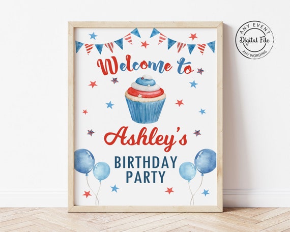 4th of July Birthday Welcome Sign Little Firecracker 1st - Etsy